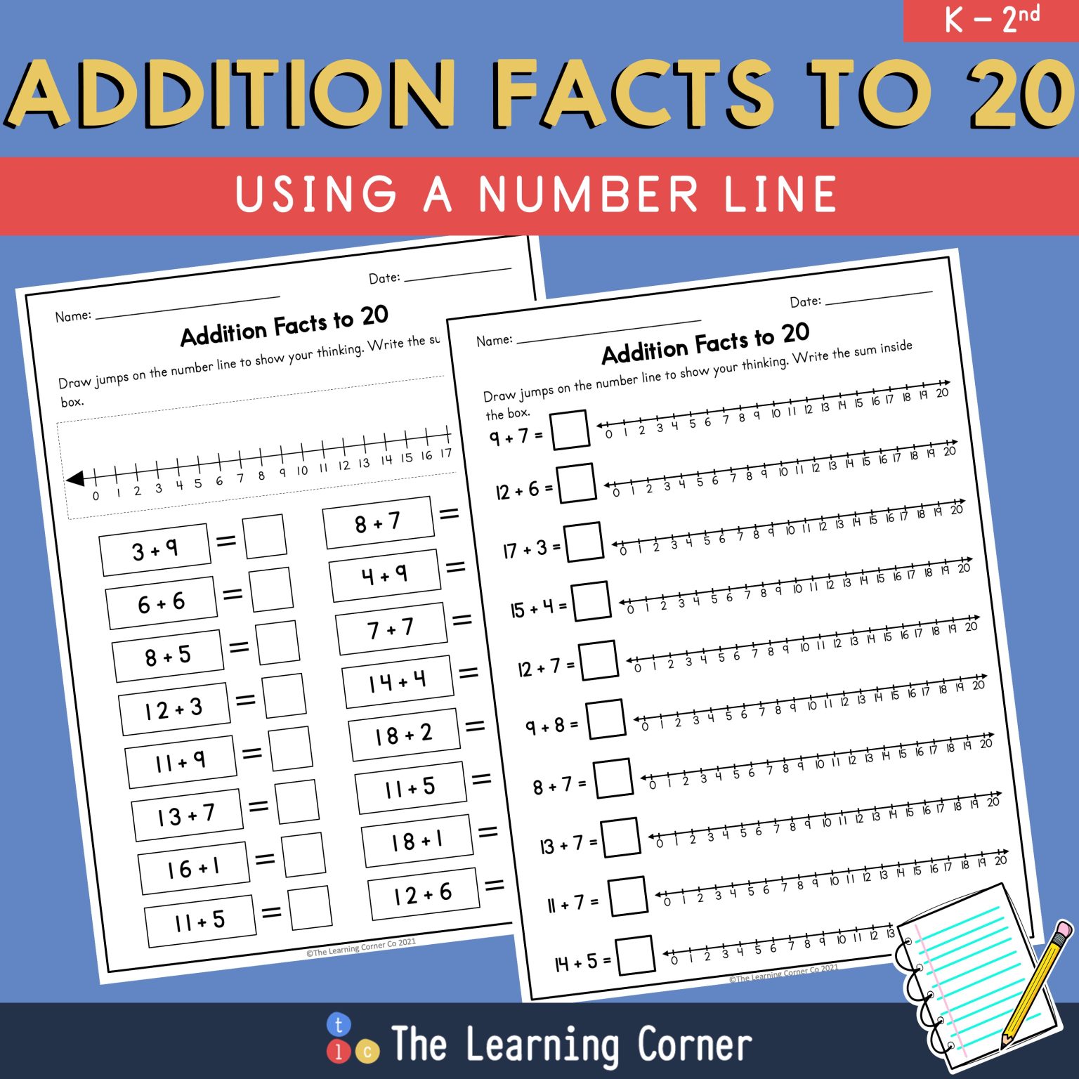 Addition Facts to 20 Using a Number Line - The Learning Corner