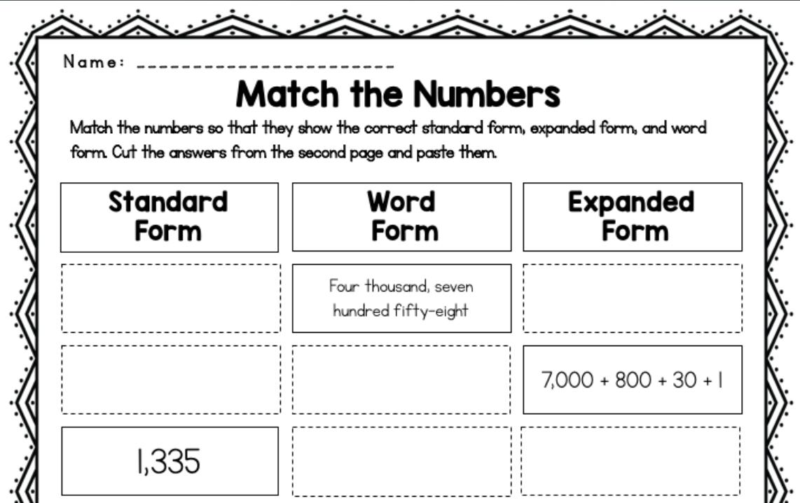 Representing Numbers Standard Form Word Form And Expanded Form The 