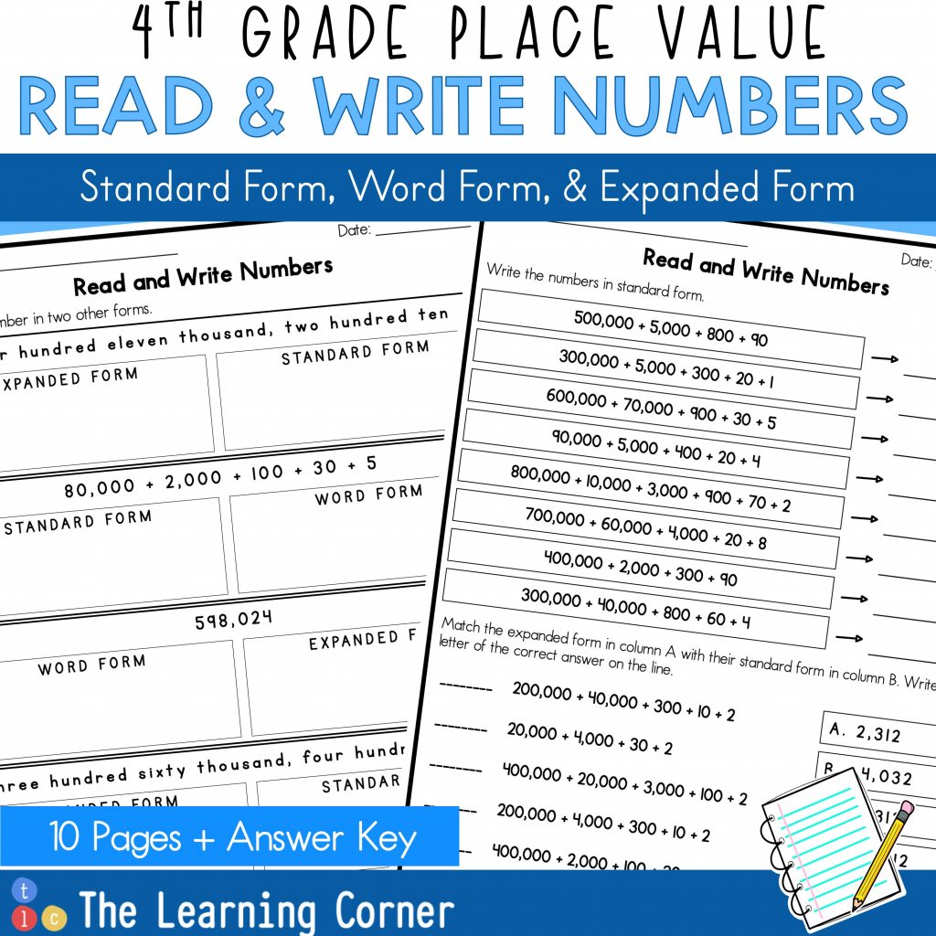 Representing Numbers Standard Form Word Form And Expanded Form The 