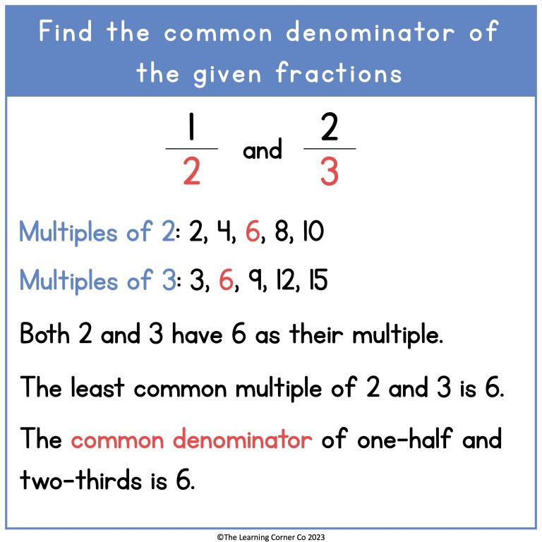 How To Find Common Denominators In Fractions 