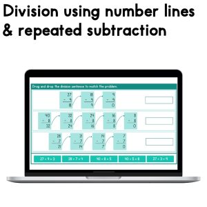 Division using number lines and repeated subtraction