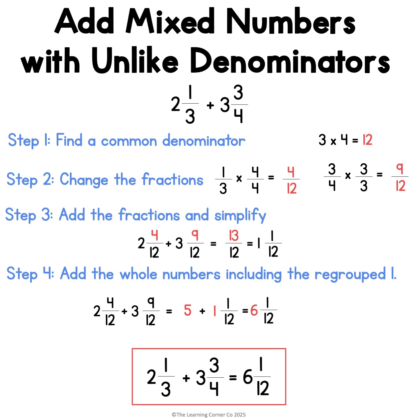 Adding and Subtracting Mixed Numbers