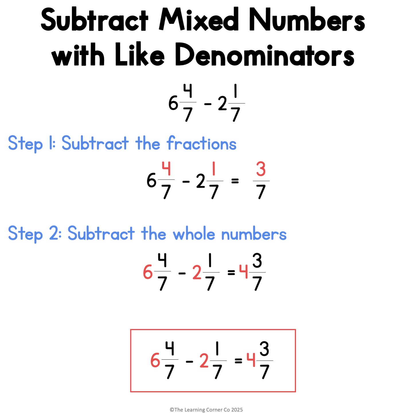 Adding and Subtracting Mixed Numbers